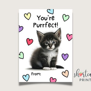 Kitten Valentine Cards, Cat Valentine, Kids Valentines for School ...