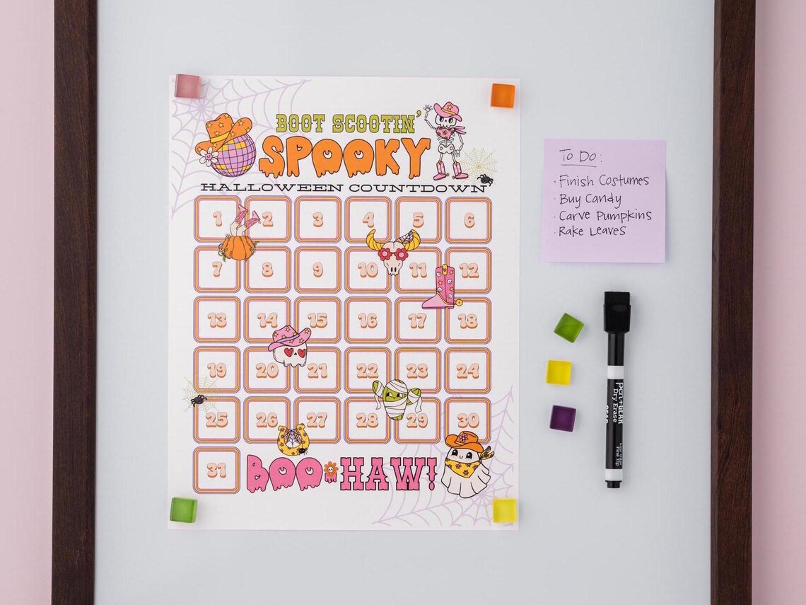 Halloween Countdown Calendar for Kids, Printable Halloween Advent Sign ...