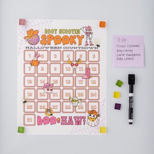 Halloween Countdown Calendar for Kids, Printable Halloween Advent Sign ...