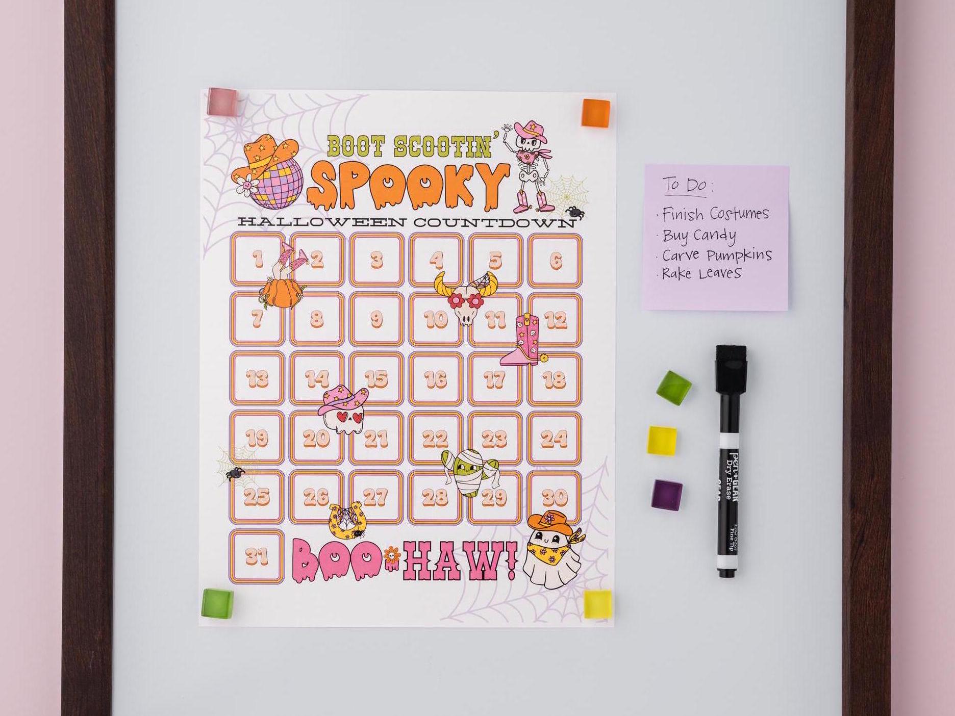 Halloween Countdown Calendar for Kids, Printable Halloween Advent Sign ...