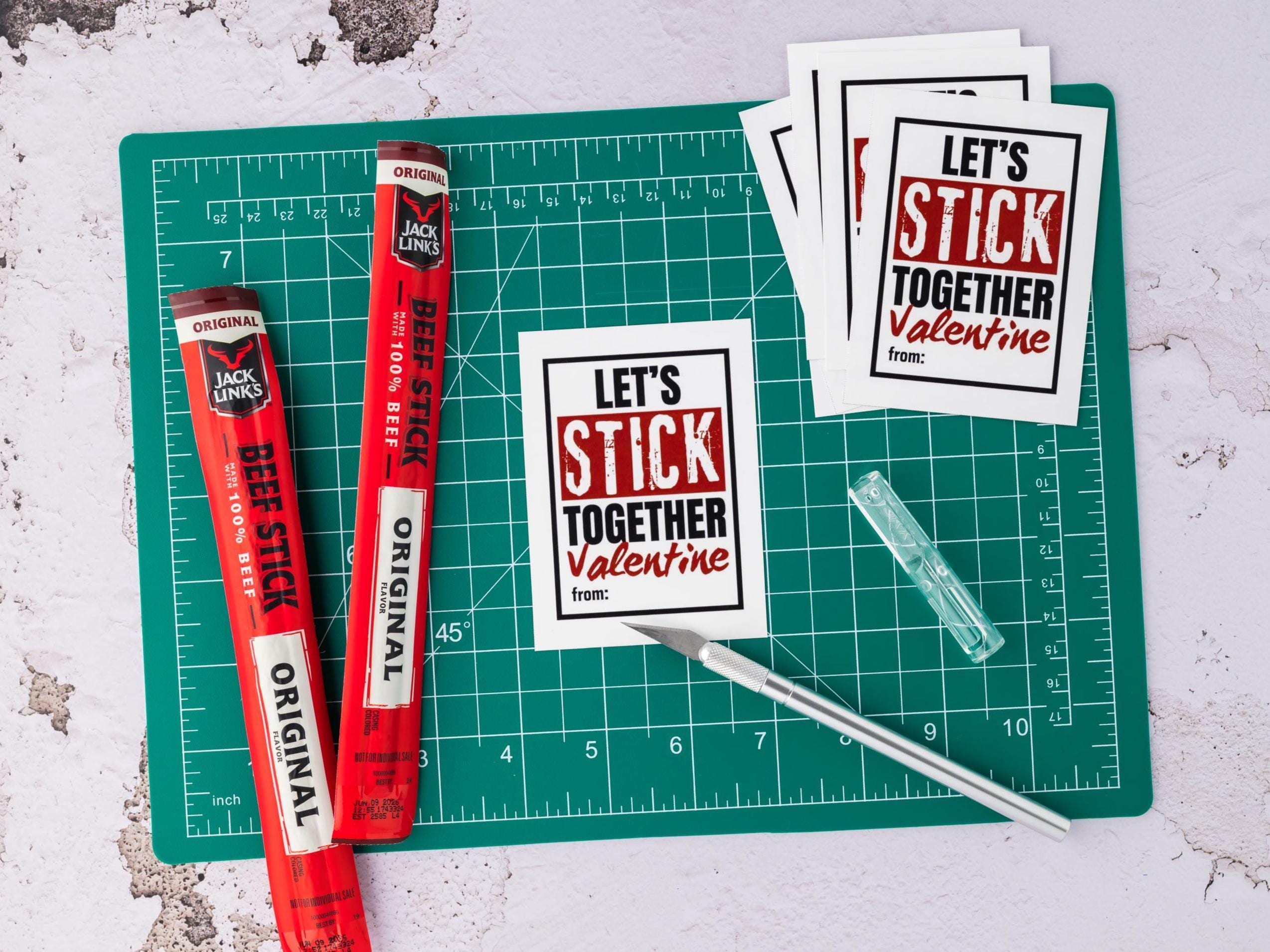 Let’s Stick Together Valentine With Meat Stick Holder, Snack Stick ...