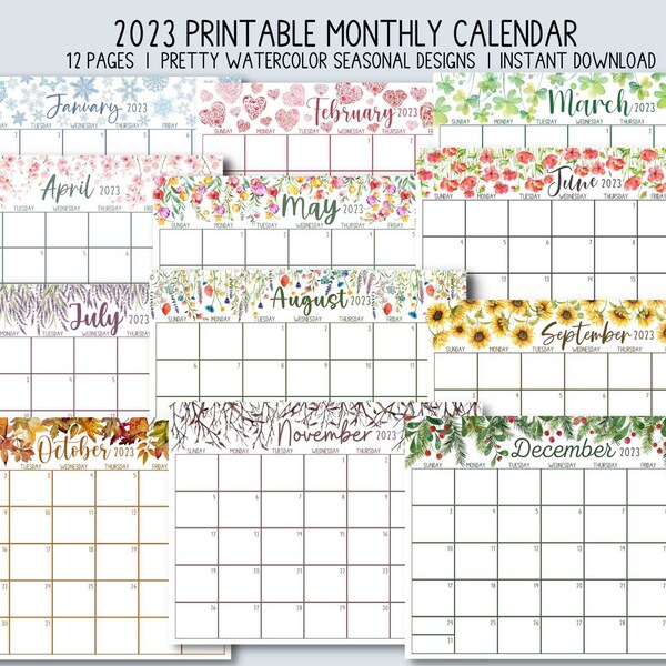 Monthly Themed Calendar - Etsy