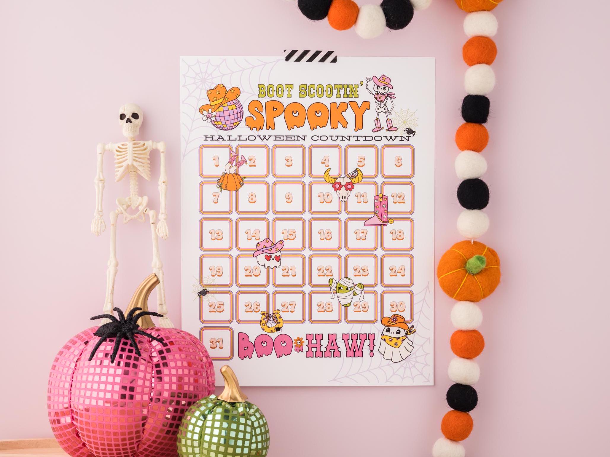Halloween Countdown Calendar for Kids, Printable Halloween Advent Sign ...