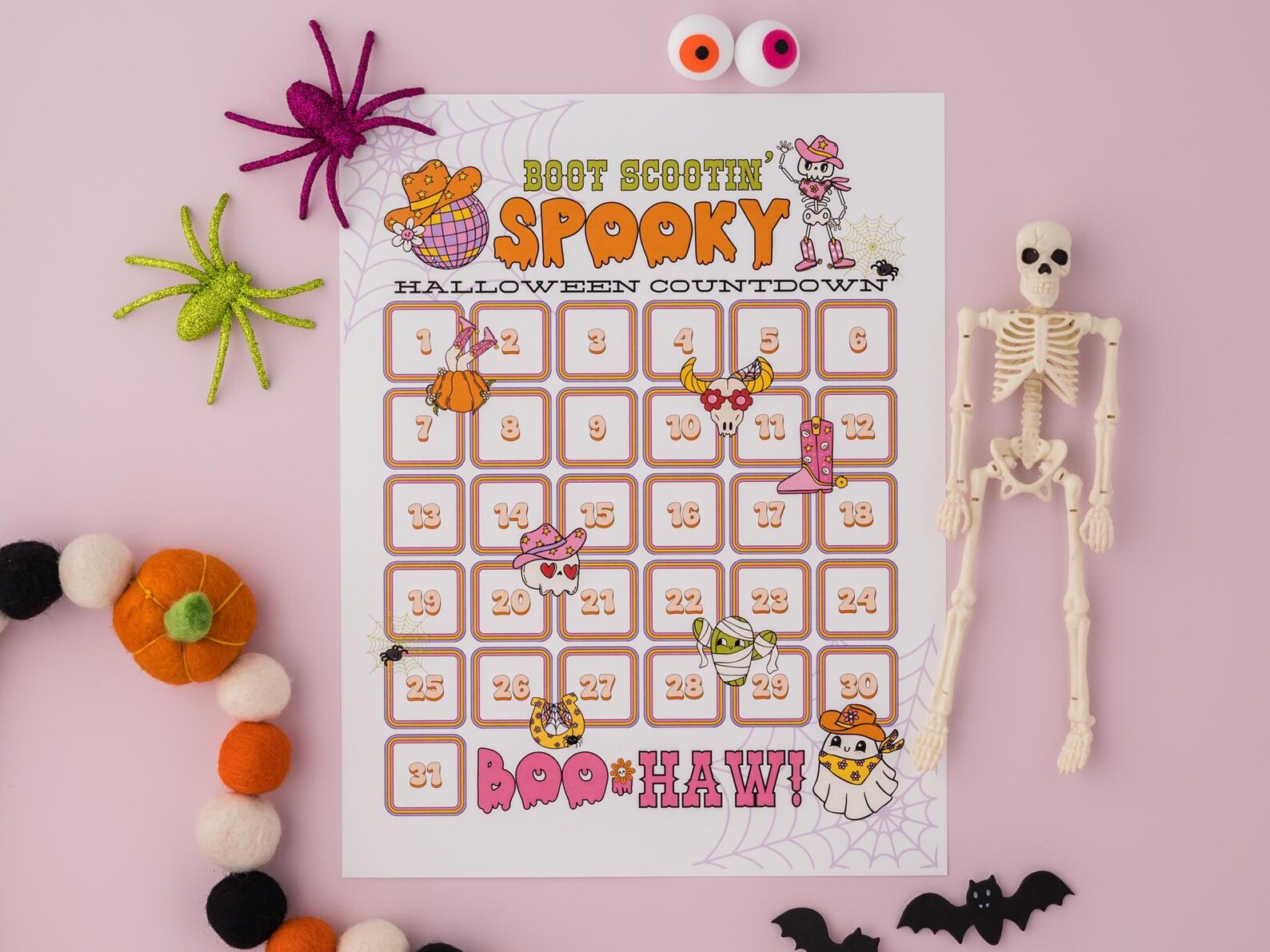 Halloween Countdown Calendar for Kids, Printable Halloween Advent Sign ...