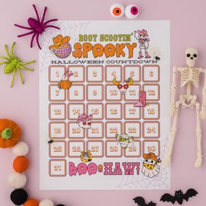 Halloween Countdown Calendar for Kids, Printable Halloween Advent Sign ...
