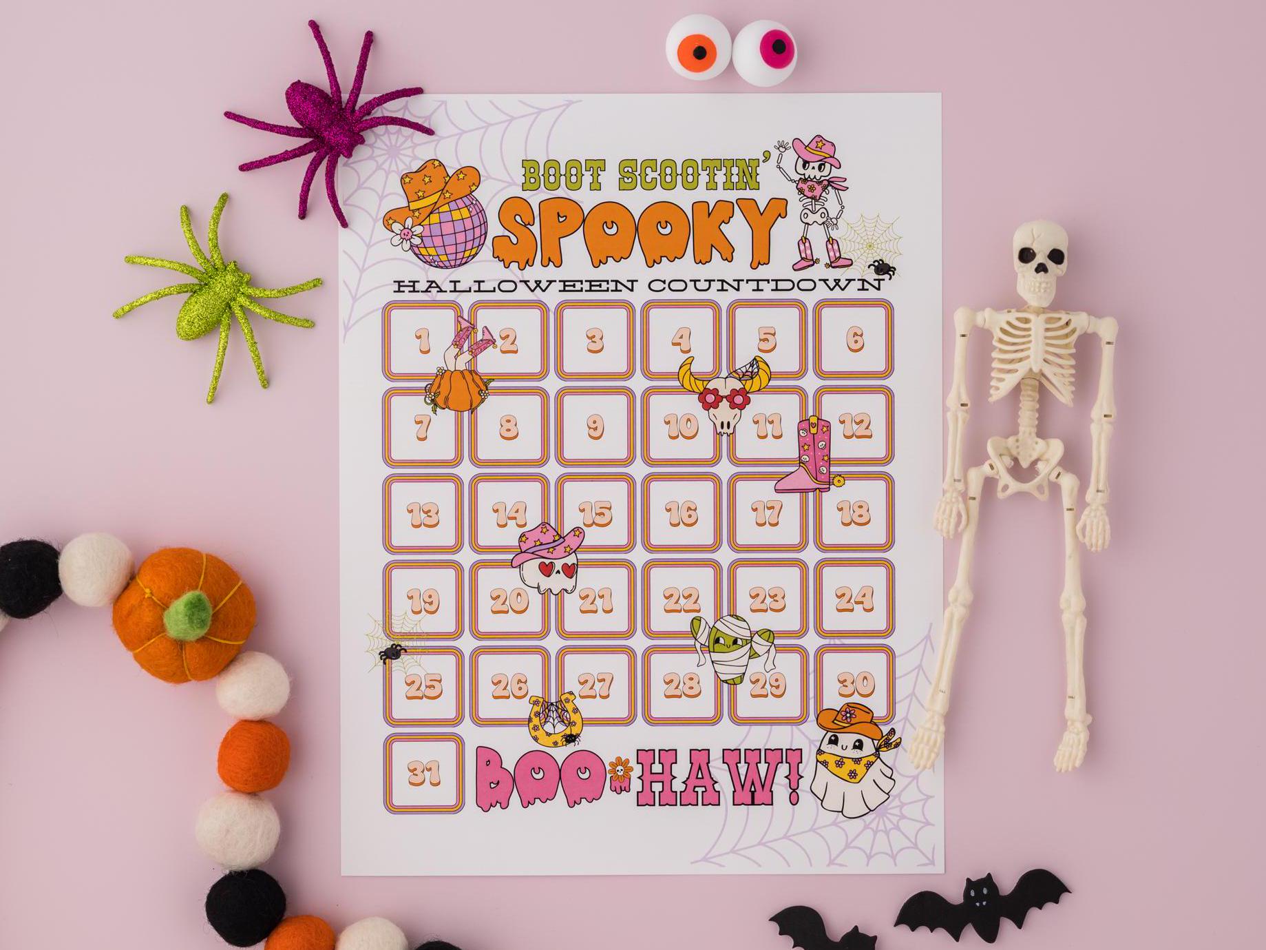 Halloween Countdown Calendar for Kids, Printable Halloween Advent Sign ...