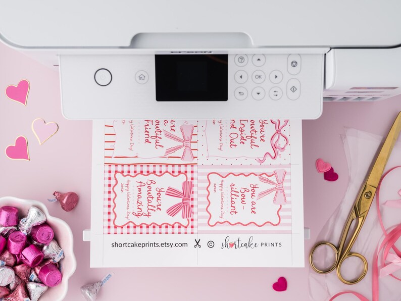 Pink Bow Valentines, Printable Classroom Valentines for Girls, Cute ...