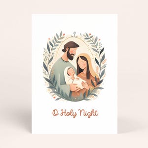 O Holy Night Nativity Christmas Card, Printable Christian Greeting Card ...