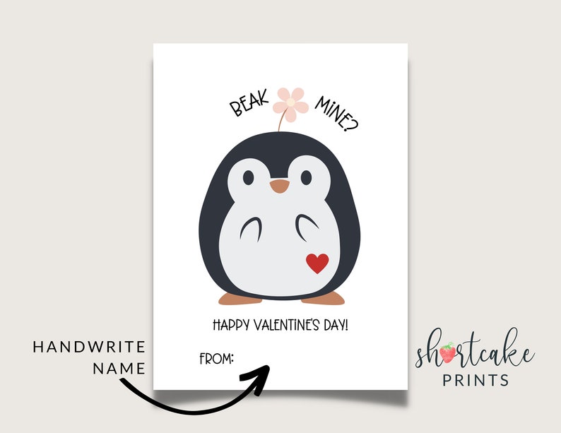 Penguin Valentines for Kids Classroom Valentines Cute - Etsy