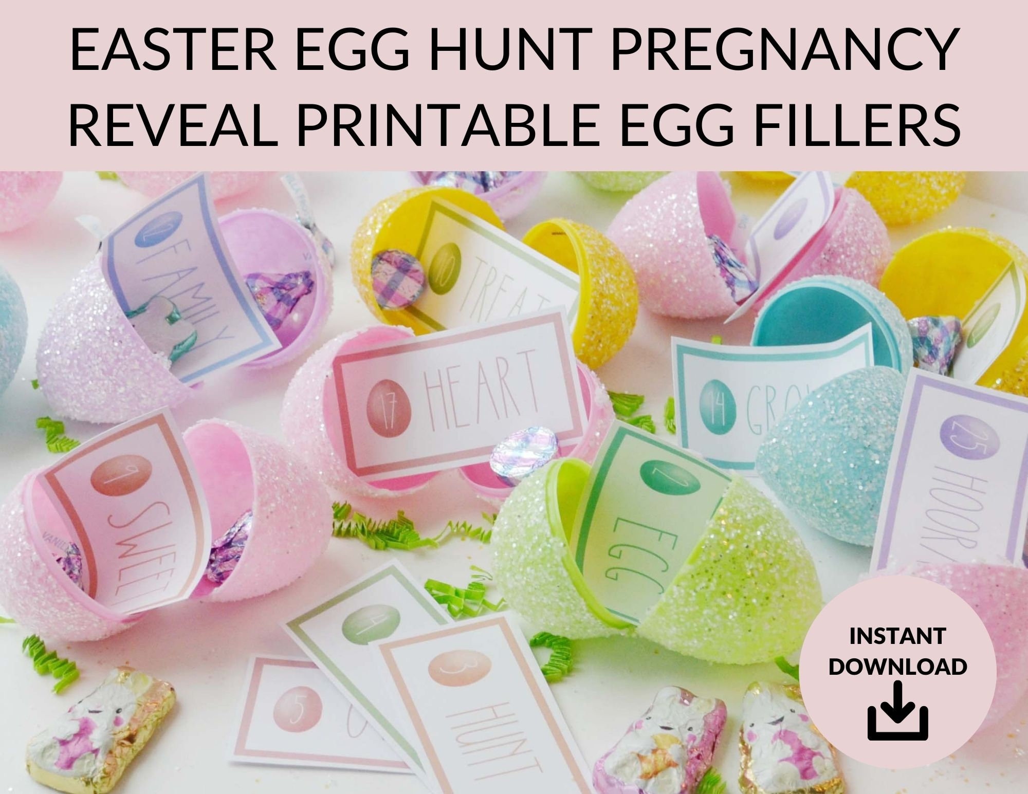 Easter Pregnancy Announcement, Printable Pregnancy Sign Easter Egg Hunt ...