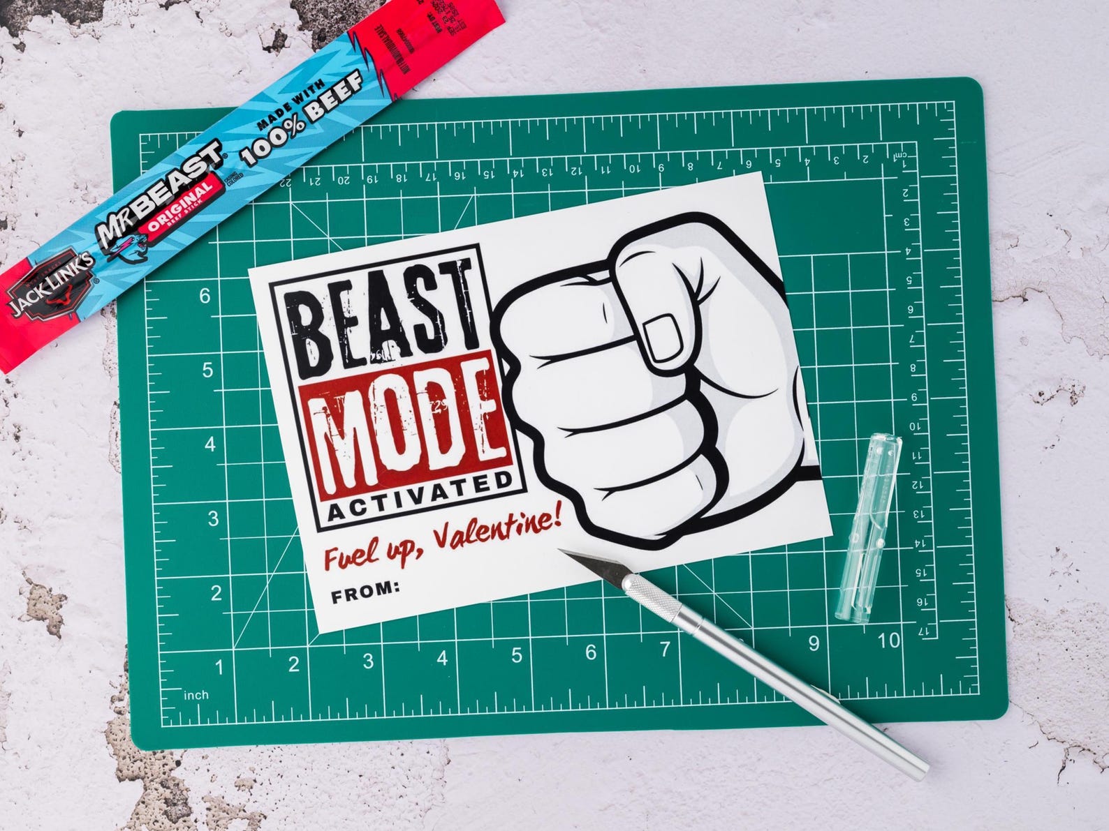 Beast Mode Valentine With Meat Stick Holder, Tween Boy Valentine ...