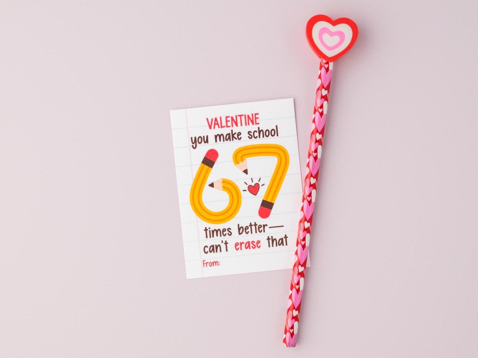Pencil Valentine Printable, 6 7 Slang Classroom Valentine Exchange ...