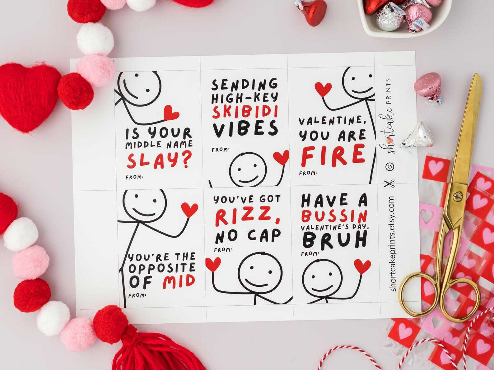 Slang Kids Valentine's Day Cards, Funny Printable Classroom Valentines ...