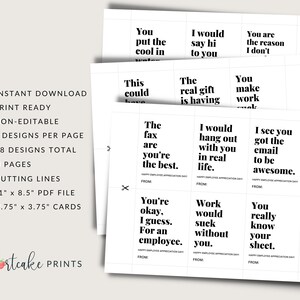 Funny Employee Appreciation Day Gift Tags, Set of 18 Printable Cards ...