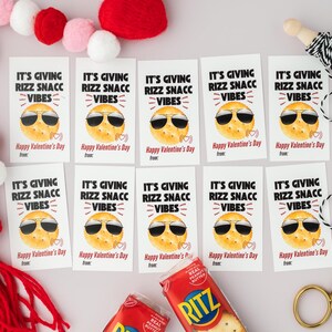 Rizz Valentines, Round Buttery Cracker Treat Tag, Kids Classroom ...