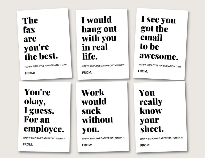 Funny Employee Appreciation Day Gift Tags Set of 18 Printable - Etsy
