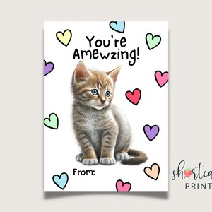 Kitten Valentine Cards, Cat Valentine, Kids Valentines for School ...