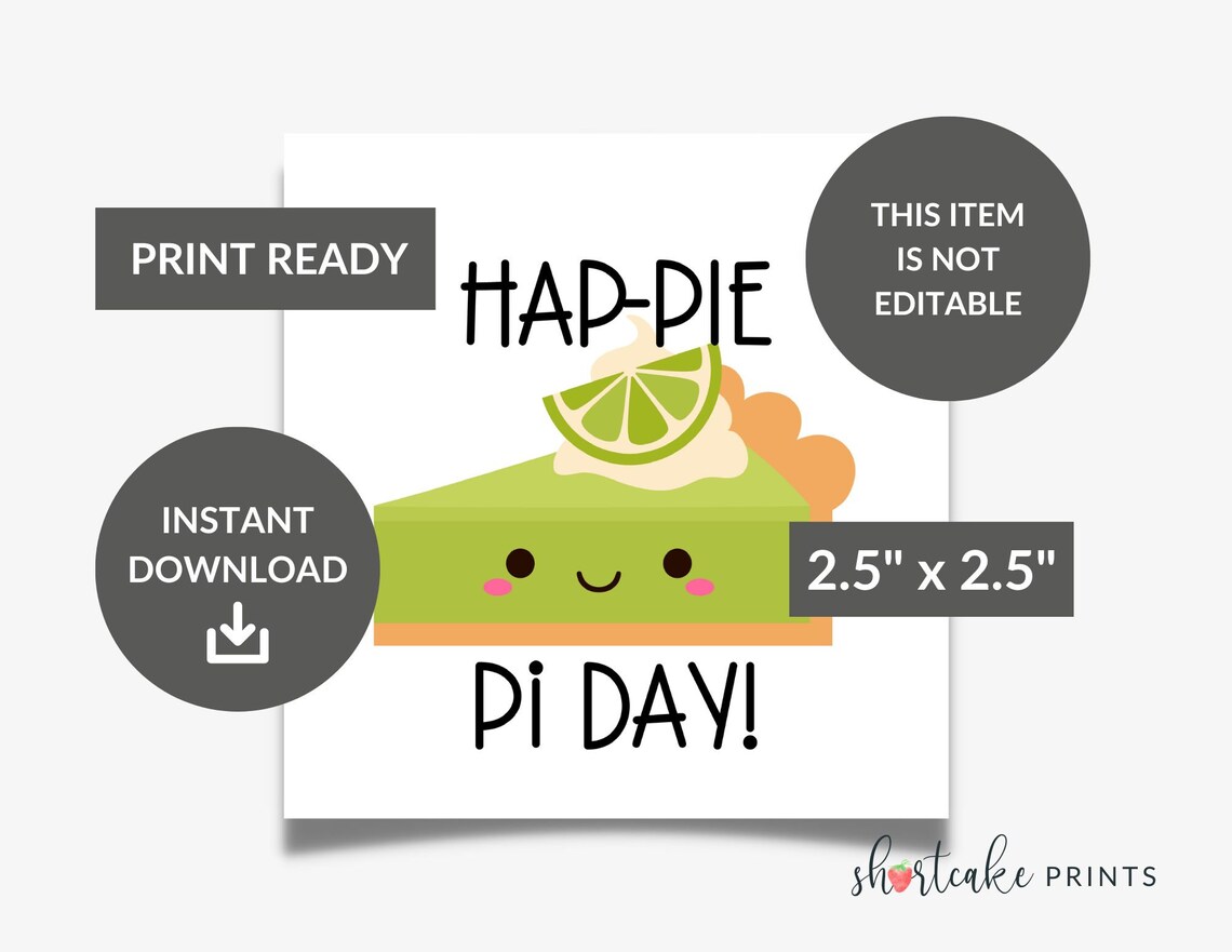 Happy Pi Day Tags, 2.5" Square Gift Tags for Pie Day, Treat Tag, Pi Day ...