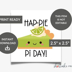 Happy Pi Day Tags, 2.5" Square Gift Tags for Pie Day, Treat Tag, Pi Day ...