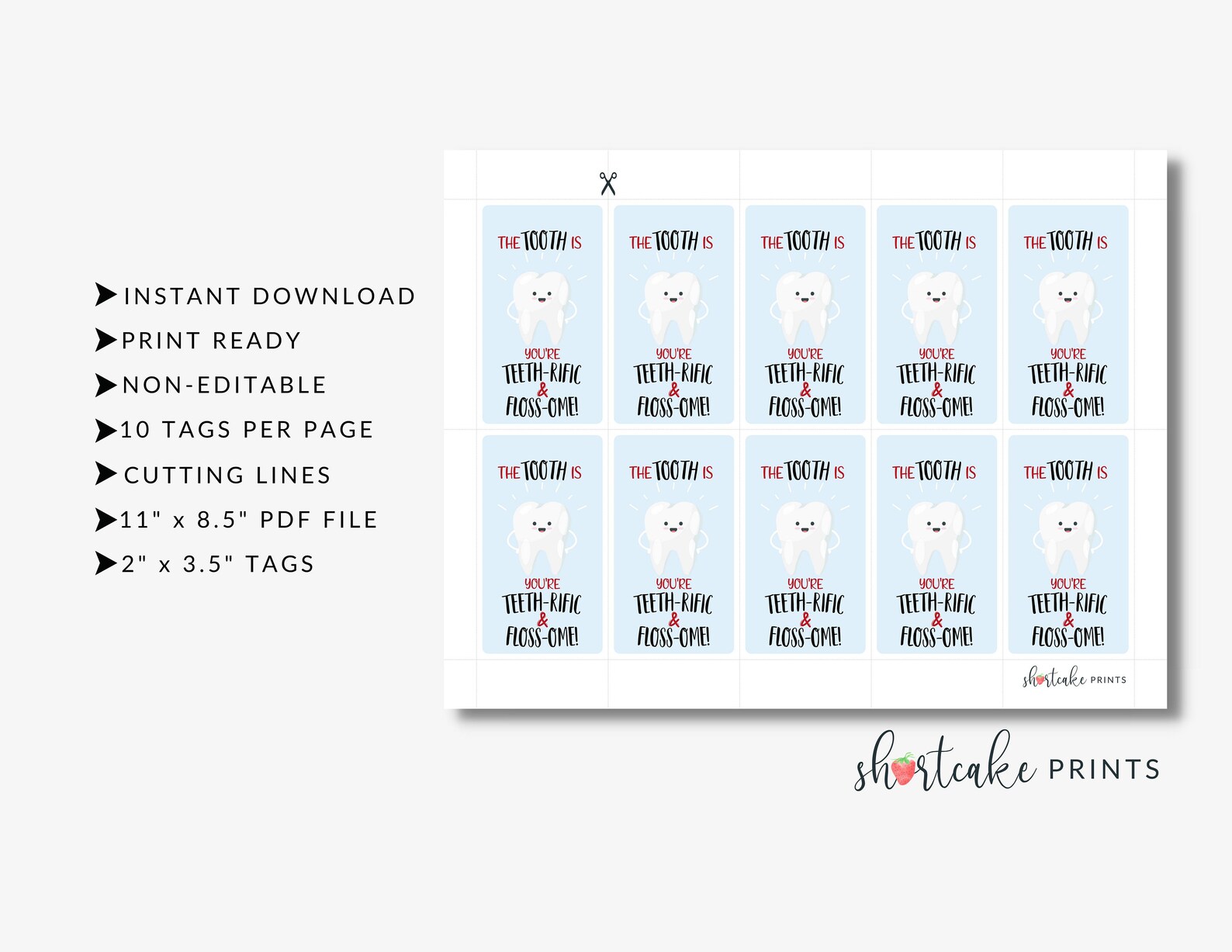 The Tooth is You're Teethrific and Flossome Dental Puns Gift Tag ...