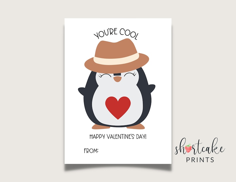 Penguin Valentines for Kids Classroom Valentines Cute - Etsy