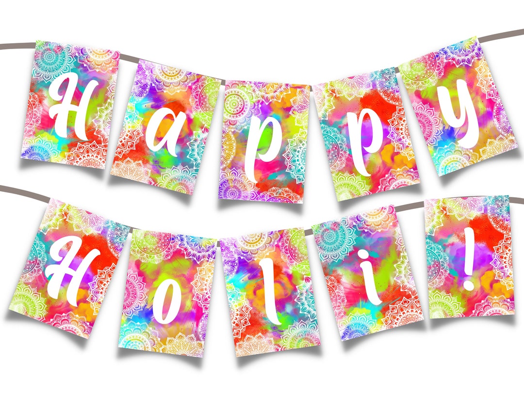 Holi Decoration, Happy Holi Banner, Holi Party, Color Festival Decor ...