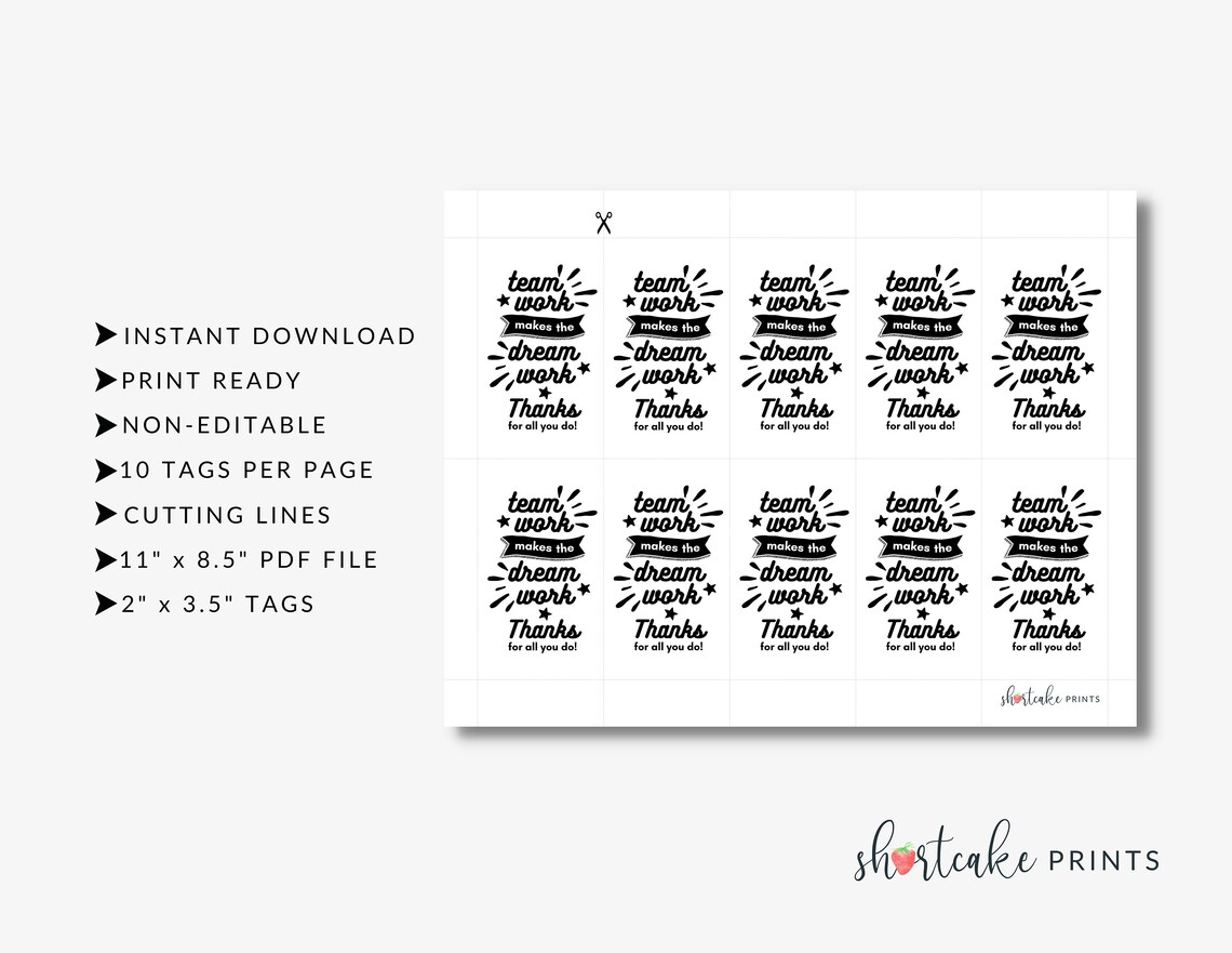 Employee Appreciation Day Gift Tags, Printable Treat Tag, Staff ...