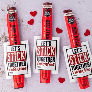Let’s Stick Together Valentine With Meat Stick Holder, Snack Stick ...