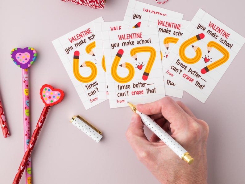 Pencil Valentine Printable, 6 7 Slang Classroom Valentine Exchange ...