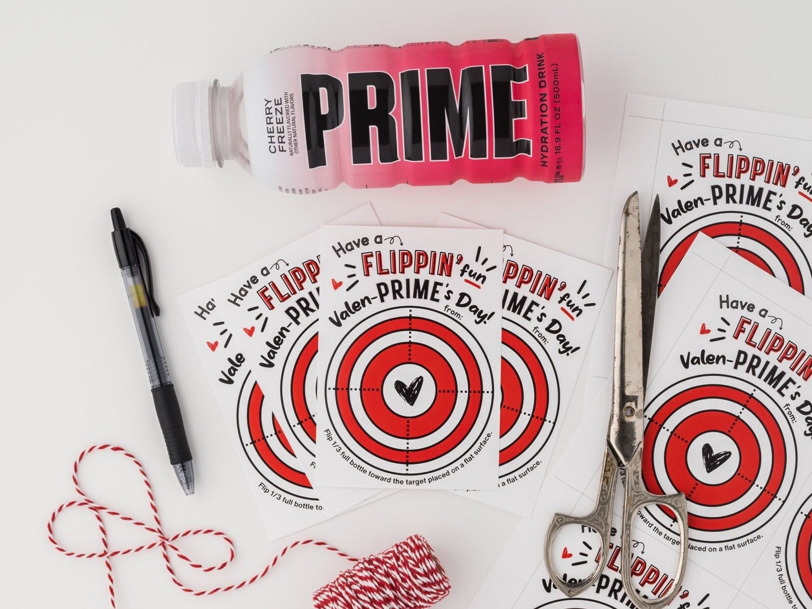 Bottle Flipping Target Tag, Hydration Drink Valentine Printable, Kids ...