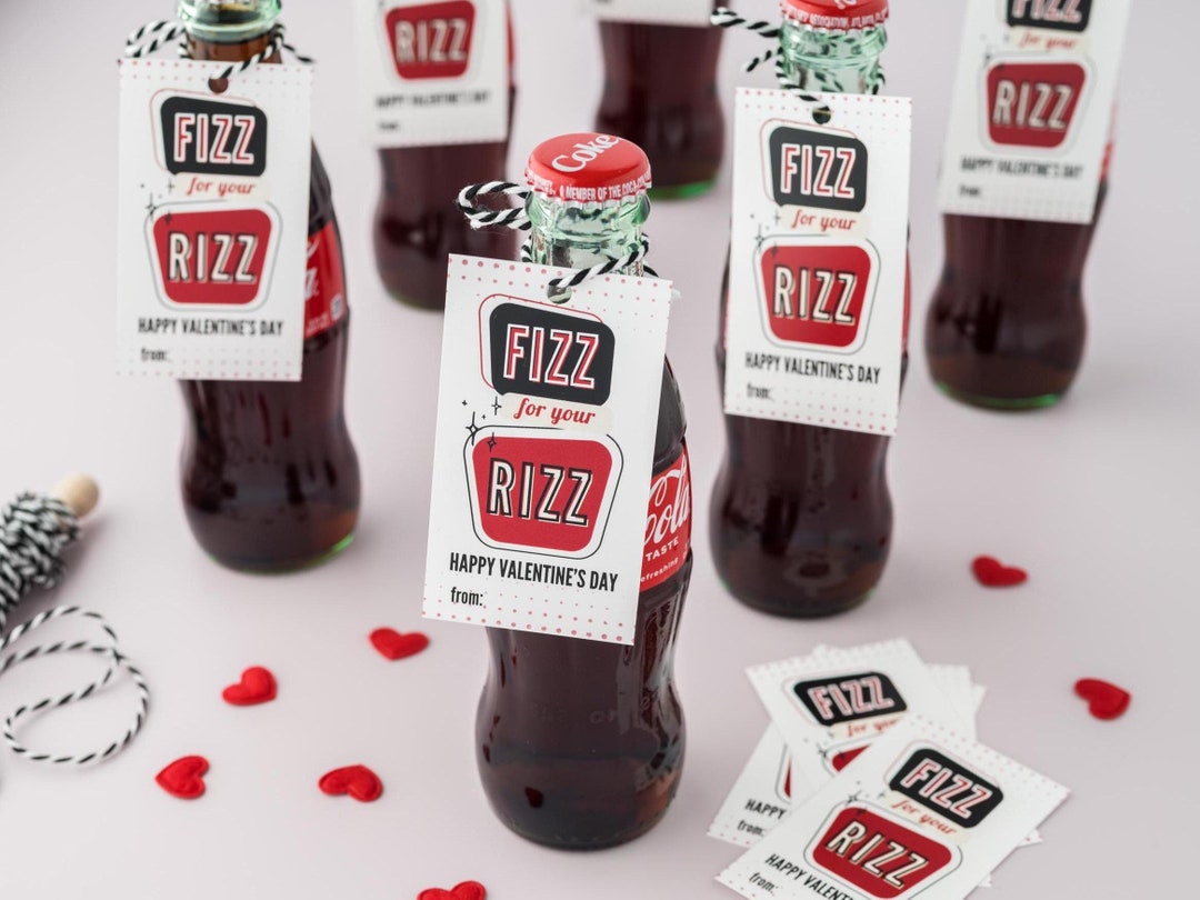 Fizz for Your Rizz Valentine Tag, Printable Soda Gift Tag, Retro Treat ...