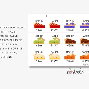 Happy Pi Day Tags, 2.5" Square Gift Tags for Pie Day, Treat Tag, Pi Day ...
