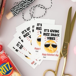 Rizz Valentines, Round Buttery Cracker Treat Tag, Kids Classroom ...