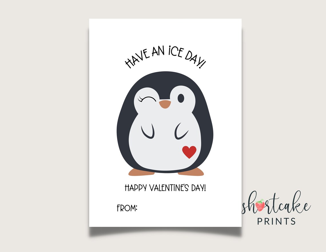 Penguin Valentines for Kids, Classroom Valentines, Cute Penguins ...