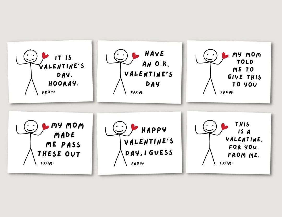 Funny Kids Valentine's Day Cards, Printable Classroom Valentines ...