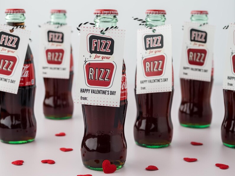 Fizz for Your Rizz Valentine Tag, Printable Soda Gift Tag, Retro Treat ...
