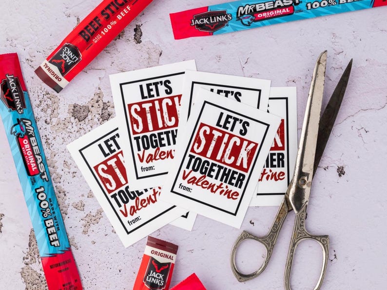 Let’s Stick Together Valentine With Meat Stick Holder, Snack Stick ...