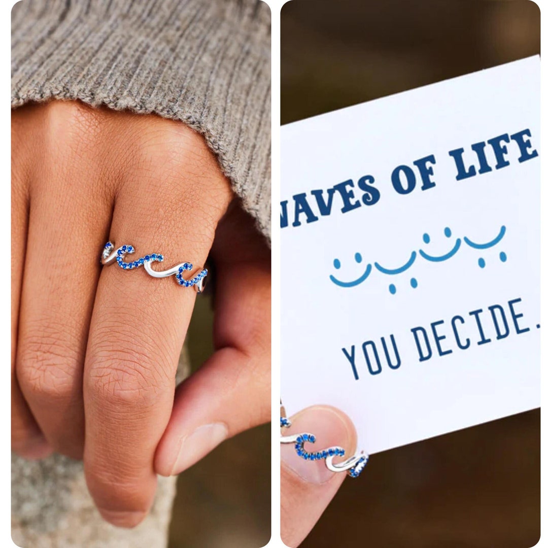 Waves of Life Wave Ring Band, S925 Sterling Silver Ring, Rings for ...