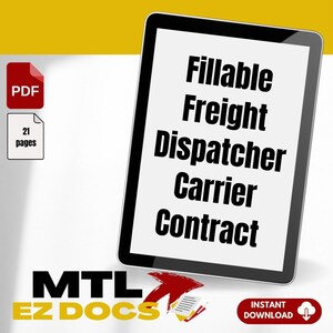 Fillable Editable PDF File Freight Dispatcher Carrier Contract ...
