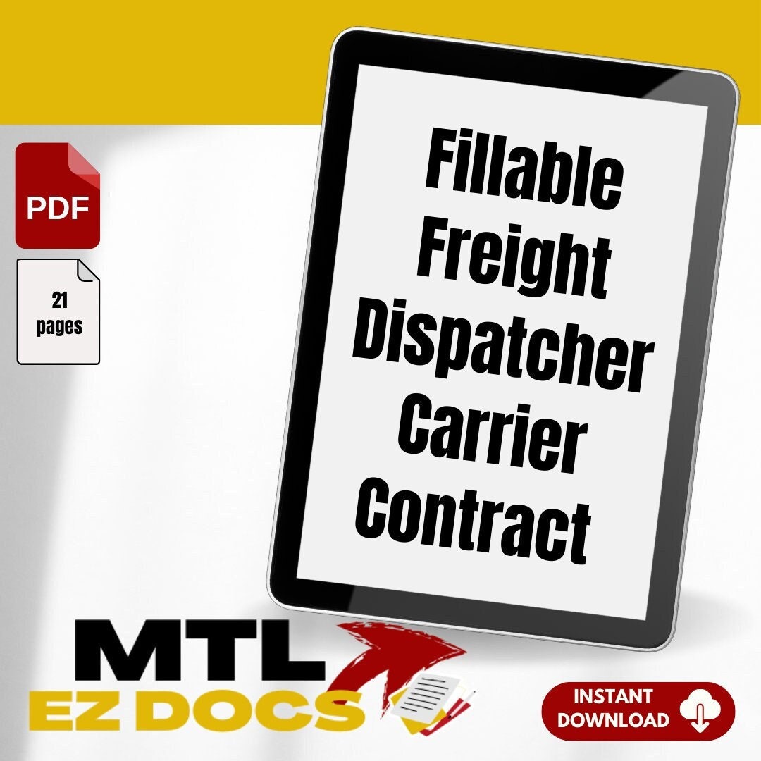 Fillable Editable PDF File Freight Dispatcher Carrier Contract ...
