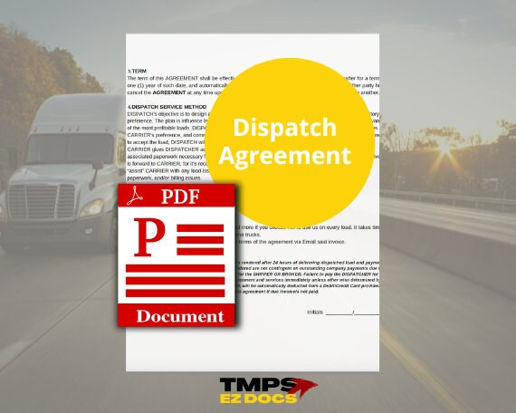 Freight Dispatcher Carrier Agreement Dispatcher Contract - Etsy