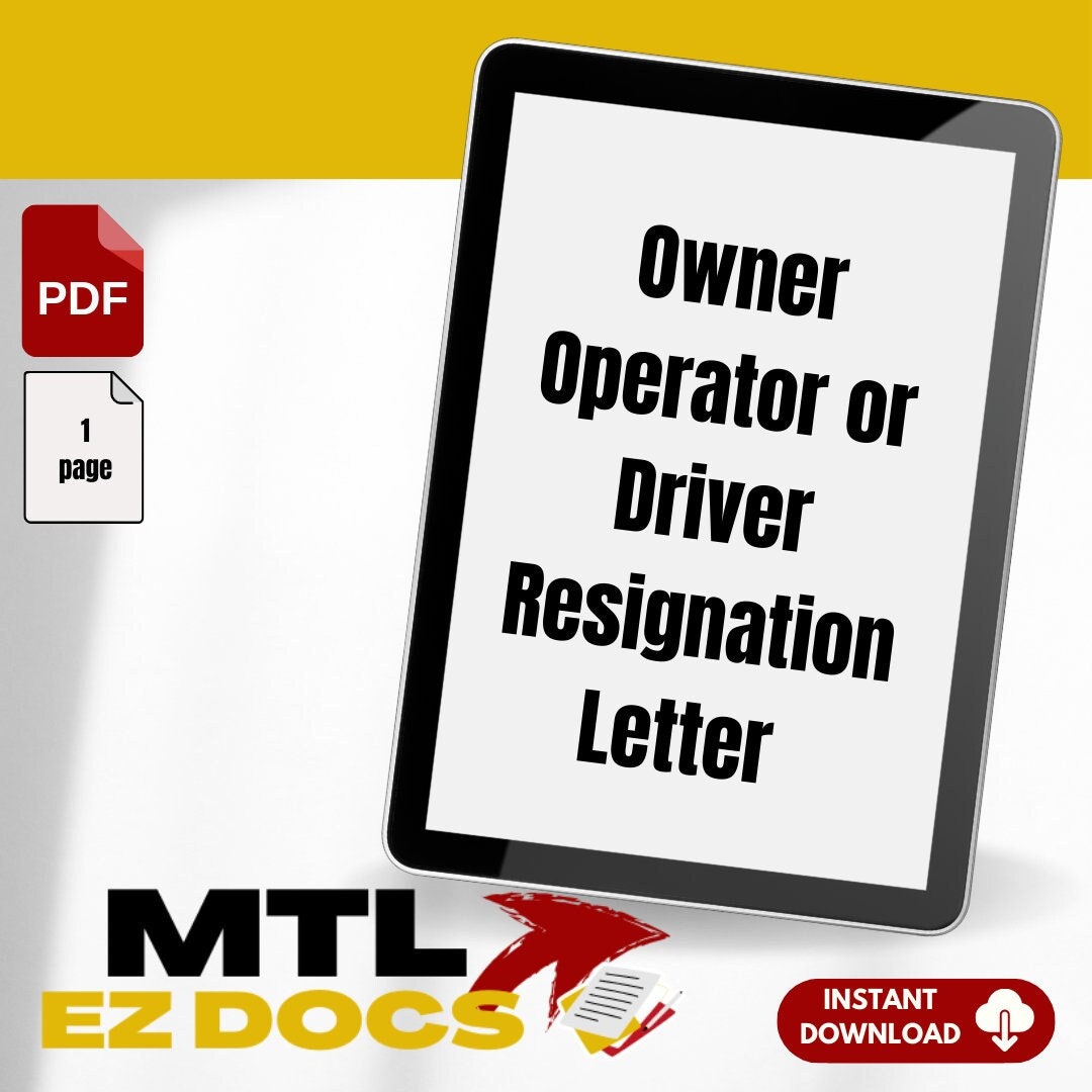 Truck Driver Employee or Lease-on Carrier Separation Letter ...