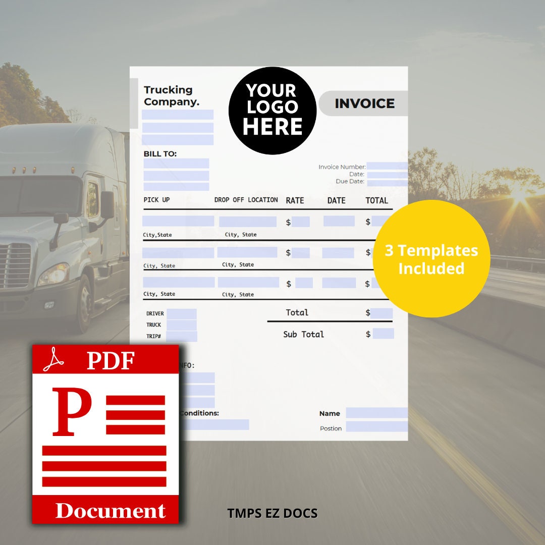Trucking Factoring Broker Shipper Invoice Template Fully - Etsy