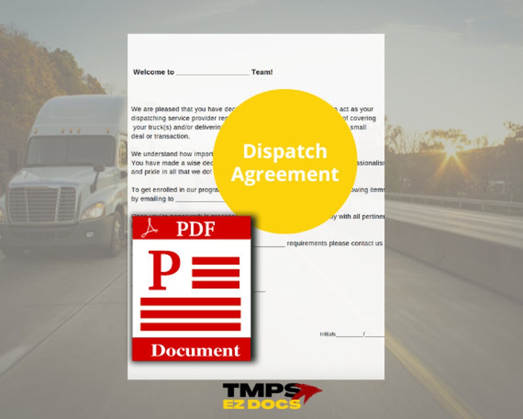 Freight Dispatcher Carrier Agreement Dispatcher Contract - Etsy