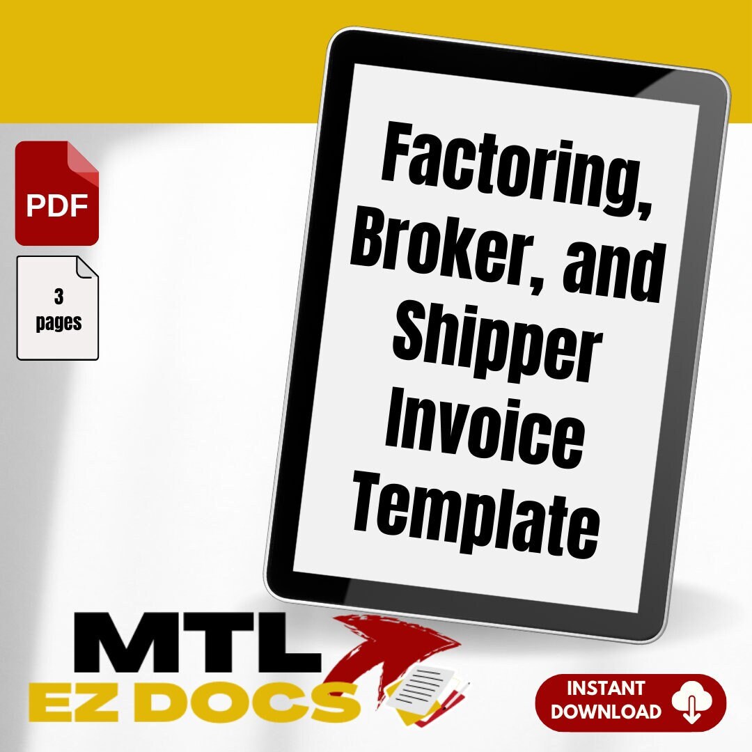 Trucking Factoring Broker Shipper Invoice Template | | Fully Editable ...