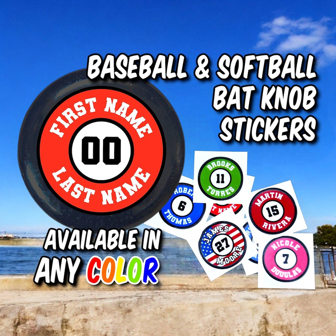 Bat Knob Sticker for Baseball & Softball Bats - Waterproof, Durable ...