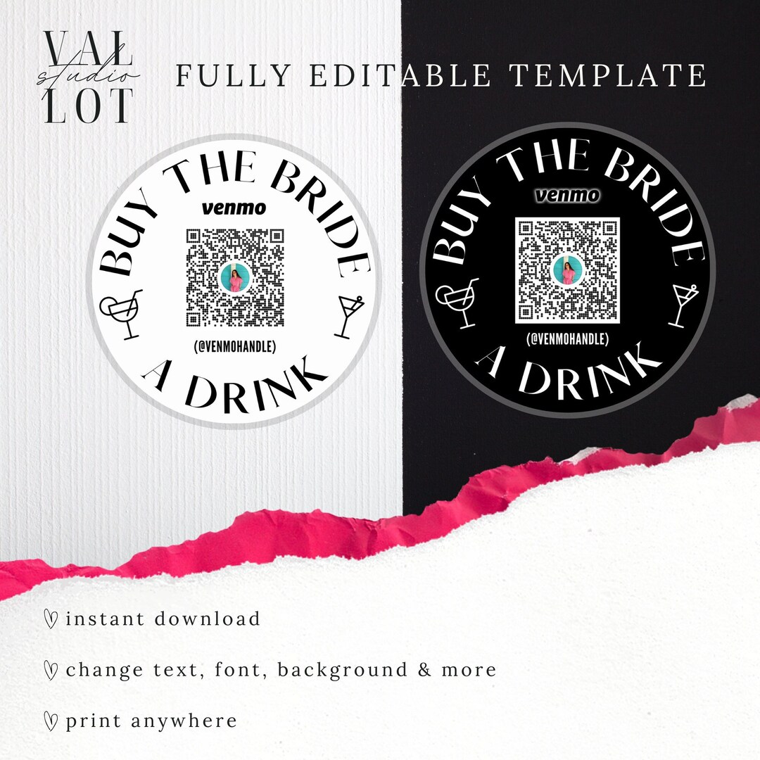 Classic Buy the Bride / Groom A Drink Template | Custom Venmo Sticker ...