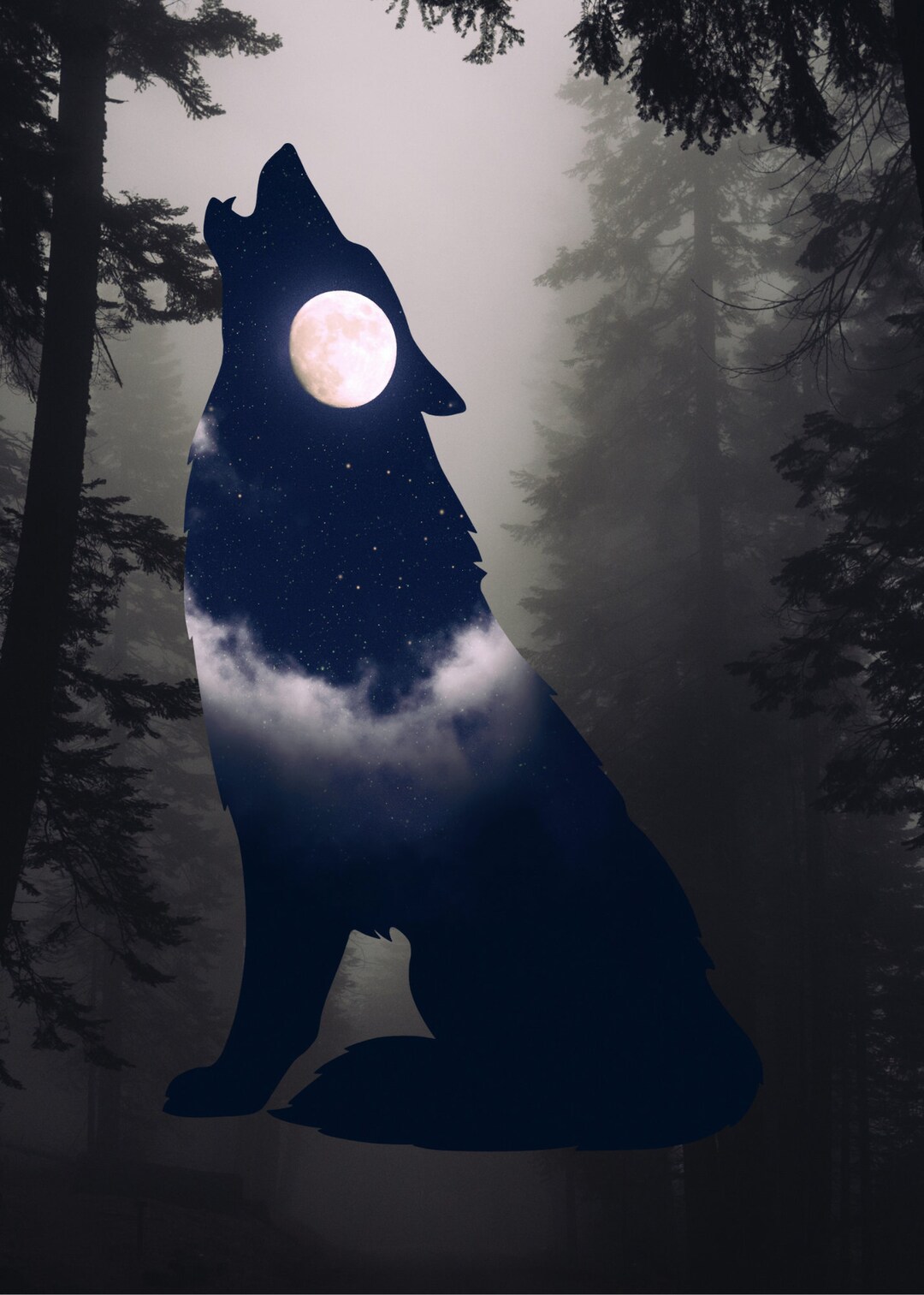 Wolf Howling at the Moon Digital Download Wall Art - Etsy