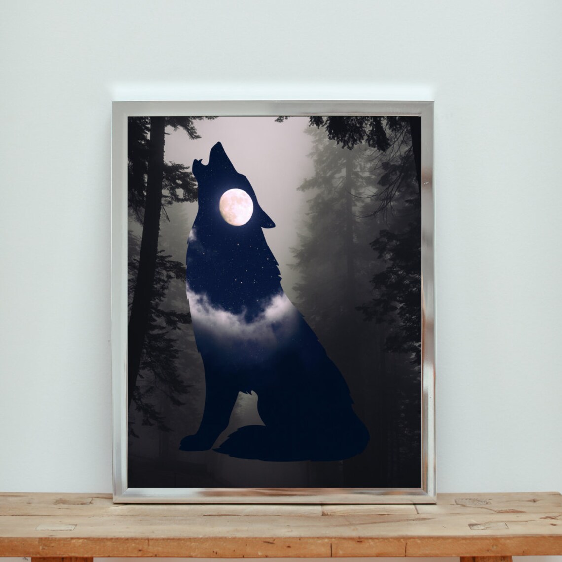 Wolf Howling at the Moon Digital Download Wall Art - Etsy