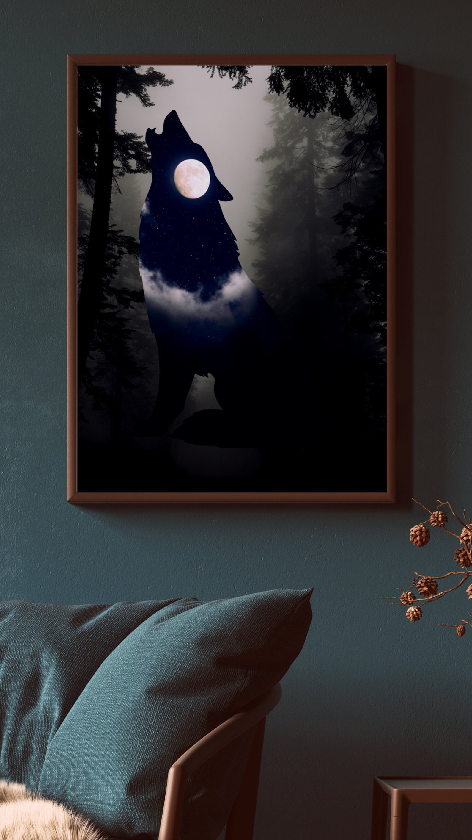 Wolf Howling at the Moon Digital Download Wall Art - Etsy